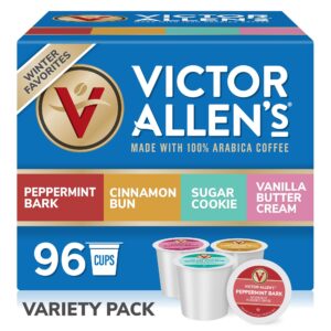 victor allen's coffee winter wonderland variety pack, 96 count, single serve coffee pods for keurig k-cup brewers