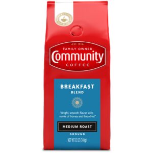 community coffee breakfast blend 12 ounces, medium roast ground coffee, 12 ounce bag (pack of 1)