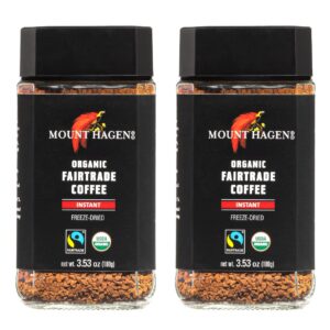 mount hagen 3.53oz organic freeze dried instant coffee - 2 pack | eco-friendly coffee made from organic medium roast arabica beans | fair-trade coffee instant [2 x 3.53oz jar]