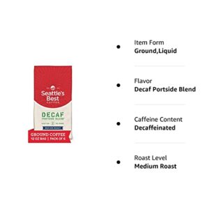 Seattle's Best Coffee Decaf Portside Blend Medium Roast Ground Coffee | 12 Ounce Bags (Pack of 6)