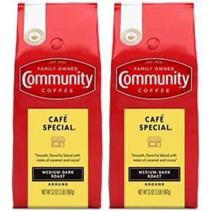 community coffee café special blend 64 ounce, medium dark roast ground coffee, 32 ounce (pack of 2)