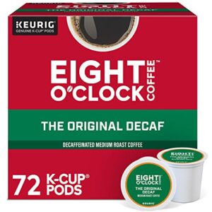 eight o'clock cofee original decaf, keurig single serve k-cup pods, 72 count (6 packs of 12)