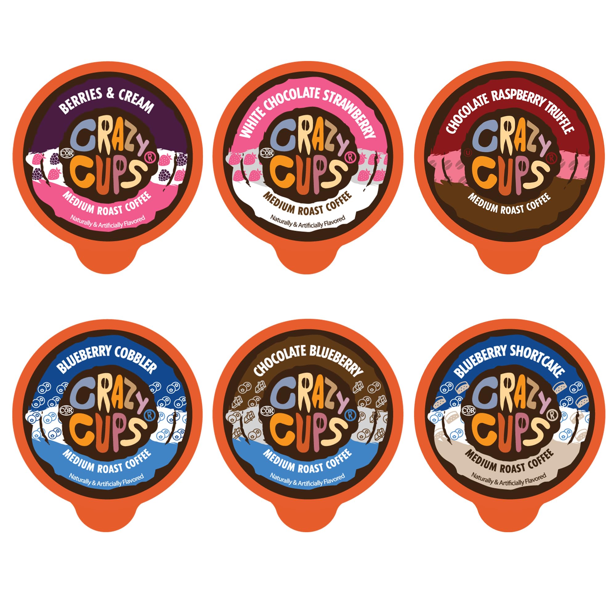 Crazy Cups Blueberry Coffee Pods Variety Pack, Magic Berries Flavored Hot or Iced Coffee Pods, Single Serve Recyclable Pods Compatible With Keurig K Cup Brewers, 24 Count