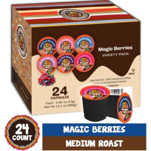 Crazy Cups Blueberry Coffee Pods Variety Pack, Magic Berries Flavored Hot or Iced Coffee Pods, Single Serve Recyclable Pods Compatible With Keurig K Cup Brewers, 24 Count