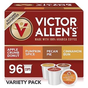 victor allen for k-cup keurig 2.0 brewers, coffee single serve coffee pods, autumn favorites variety pack, 96 count