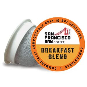 san francisco bay compostable coffee pods - breakfast blend (80 ct) k cup compatible including keurig 2.0, medium roast