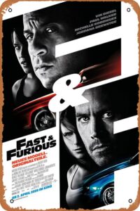 ysirseu fast & furious (#3 of 7) 2009 vintage metal tin sign 12 x 8 inches poster movie poster