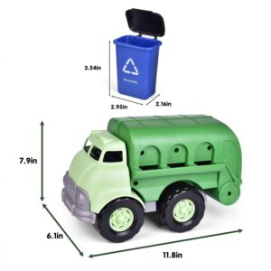 FUN LITTLE TOYS Garbage Truck Toy with 4 Rear Loader Trash Cans and Garbage Illustrated Flash Cards, Waste Management Recycling Truck Toy for Kids