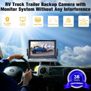 Dual RV Backup Camera System Upgraded: No Lag Easy Installation Plug and Play 7" Monitor HD 1080P Rear View Camera Wired Kit IP69 Waterproof IR Crystal Night Vision for Truck Trailer Camper Tractor R4