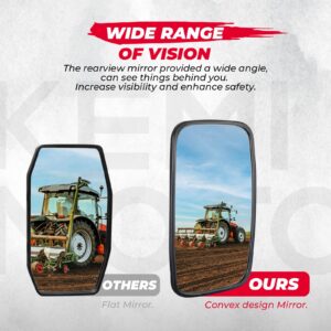 KEMIMOTO Tractor Mirror, Farm Excavator Mirror Compatible With Front Loader Excavator Farm Tractor Such As John Deere, Case IH, Agco, New Holland, Massey Ferguson Ferguson, and Versatile 7.9" x 13"