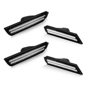 bestview smoked lens led side marker lights front rear bumper side marker lamps reflectors compatible with chevy camaro 2010-2015, turn signal white - pack of 4