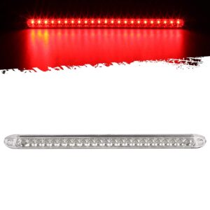 partsam submersible 17" clear lens red 23 led trailer truck rv stop turn tail rear 3rd brake identification light bar (pack of 1)