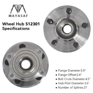 MAYASAF 512301 Rear Wheel Hub & Bearing Assembly 5 Lugs for Chrysler 300 2005-09, 2008 for Dodge Challenger, 06-12 Charger, 05-08 Magnum