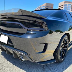 Rear Bumper Lip Aprons Compatible with 2015-2023 Dodge Charger, PP Polypropylene Matte Black Valences Spats Apron Splitter Diffuser Canard by IKON MOTORSPORTS