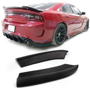 Rear Bumper Lip Aprons Compatible with 2015-2023 Dodge Charger, PP Polypropylene Matte Black Valences Spats Apron Splitter Diffuser Canard by IKON MOTORSPORTS