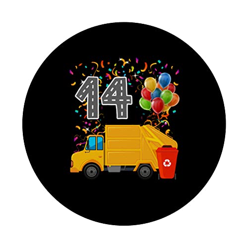 Happy 14 Birthday Rear Loader Garbage Truck PopSockets Swappable PopGrip