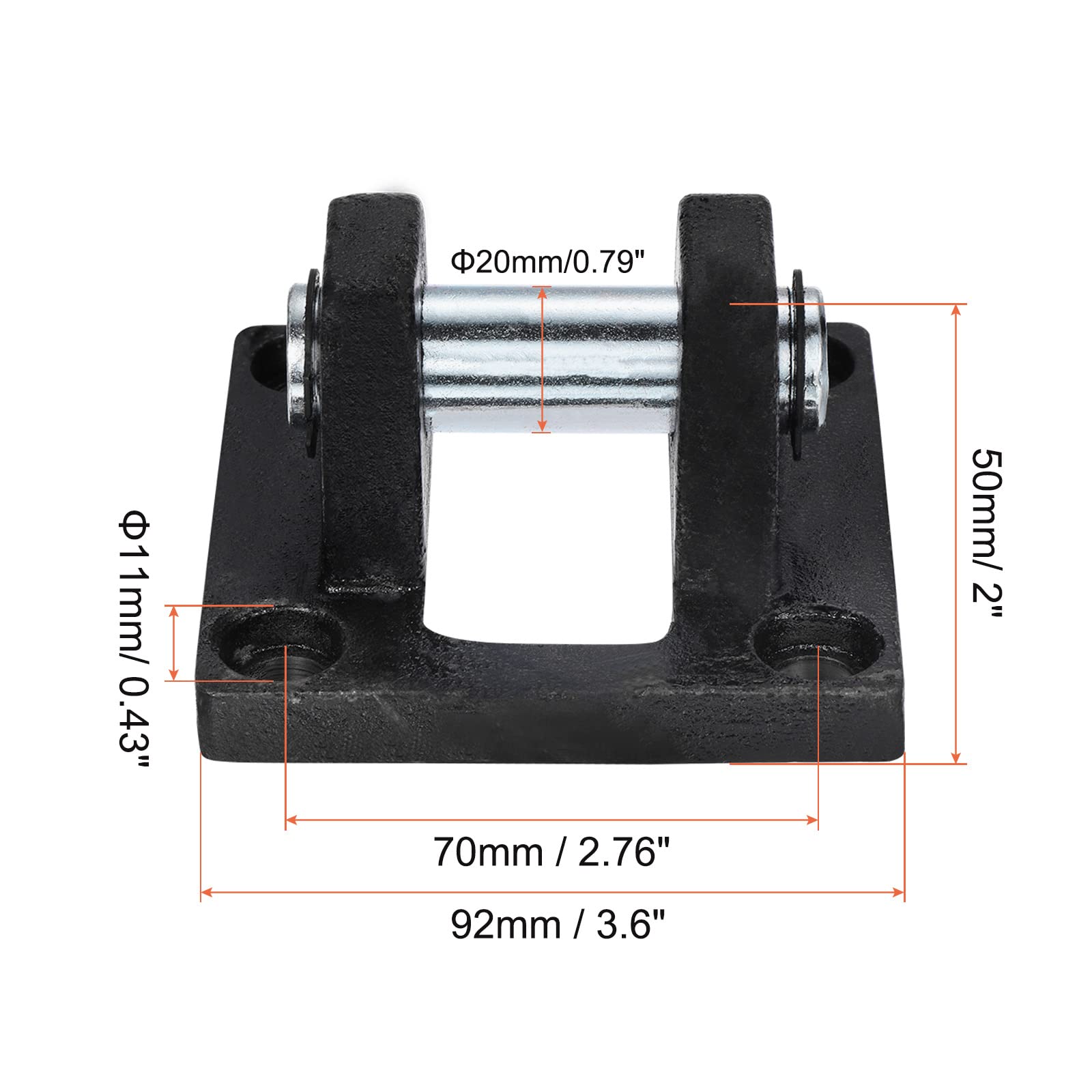 PATIKIL 92x92x50mm Air Cylinder Pneumatic Rod Pivot Clevis Mounting Bracket Rear Mount Part, Black