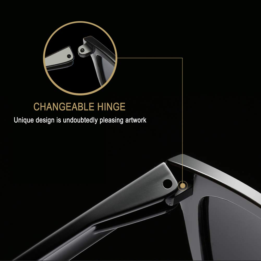 Joopin Black Sunglasses Polarized UV Protection Trendy Square Shades for Men Women Retro Designer Elegant Sun Glasses Shady Rays Sunnies