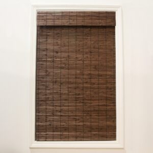 radiance cordless bamboo roman shades for windows - flatstick bamboo blinds for semi-private light control - easy to lift & fold up window shades - cocoa - 34 in. w x 64 in. l - (2216310e)