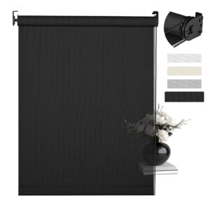 boolegon light filtering roller shades for windows solar shade thermal insulated fabric roller blinds uv protection easy installation sheer shades for bedroom office door.black.custom size