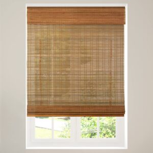 calyx interiors cordless bamboo roman shade blind, light filtering, 26.5" w x 48" h, ceylon light russet