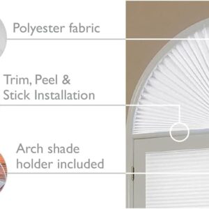 Redi Shade No Tools Original Arch Light Filtering Pleated Fabric Shade White, 72 in x 36 in