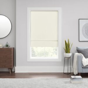 eclipse kylie total privacy blackout cordless lined window roman shade for living room, 35 in x 64 in, ivory