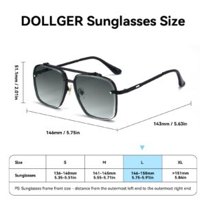 Dollger Square Aviator Sunglasses for Men and Women Fashion Metal Vintage Gradient Shades Sunglasses UV400 Protection