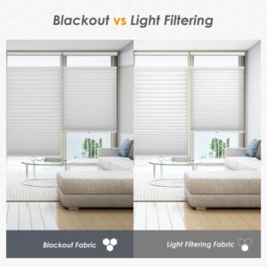 Allesin Top Down Bottom Up Cellular Shades,Blackout Cellular Shades Noise Reduction,Cordless Cellular Shades Room Darkening Honeycomb Shades,Blackout (White,32"x64") Easy to Install