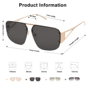 SOJOS Trendy Aviator Sunglasses Mens Womens Retro Metal Rimless Frame Shades Lentes De Sol Para Mujer SJ1192 Gold