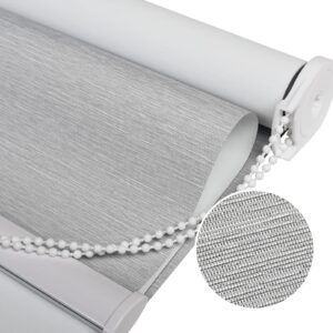 joydeco 100% blackout roller shade, window blind with thermal insulated, uv protection fabric, total blackout roller blind for office and home, easy to install, light grey,34" w x 75" h