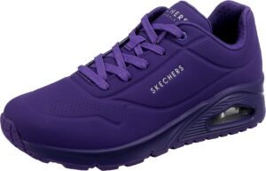 skechers women's uno-night shades sneaker, purple, 8.5 wide