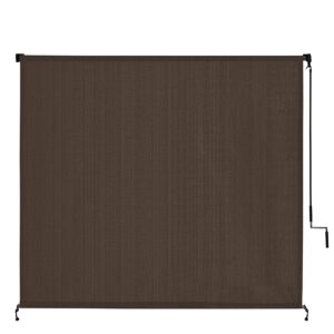 VICLLAX Outdoor Roller Shade, Patio Cordless Blinds Roll Up Shade (8' W X 8' L), Mocha