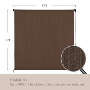 VICLLAX Outdoor Roller Shade, Patio Cordless Blinds Roll Up Shade (8' W X 8' L), Mocha