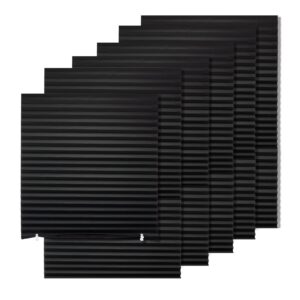 myshade 6 pack temporary blackout paper shades for windows,paper pleated blinds with adhesive,no tools no drilling free cut size paper room darkening shades(black, 36" w x 72" h)