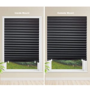 MYshade 6 Pack Temporary Blackout Paper Shades for Windows,Paper Pleated Blinds with Adhesive,No Tools No Drilling Free Cut Size Paper Room Darkening Shades(Black, 36" W x 72" H)