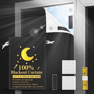 portable blackout curtains, 157"x57" blackout shades for windows 100% black out temporary blackout blinds for bedroom baby nursery window travel dorm room