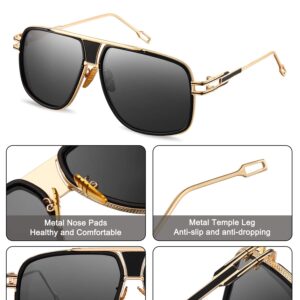 Frienda 3 Pairs Sunglasses for Men Retro Men Shades Glasses Fashion Metal Gold Frame Oversized Sun Glasses Designer