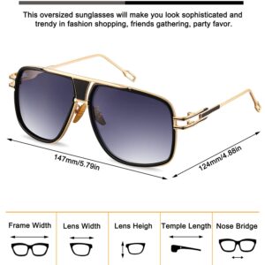 Frienda 3 Pairs Sunglasses for Men Retro Men Shades Glasses Fashion Metal Gold Frame Oversized Sun Glasses Designer