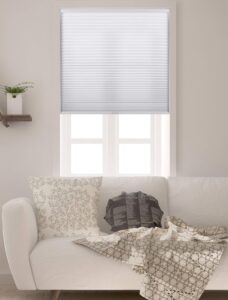 arlo blinds single cell light filtering cordless cellular shades, color: pure white, size: 18" w x 60" h