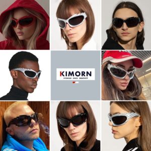 kimorn Wrap Around Sunglasses Womens men Swift Oval Trendy Futuristic Sport Shades Y2K Sun Glasses K1422 (Black Frame Black Lens)