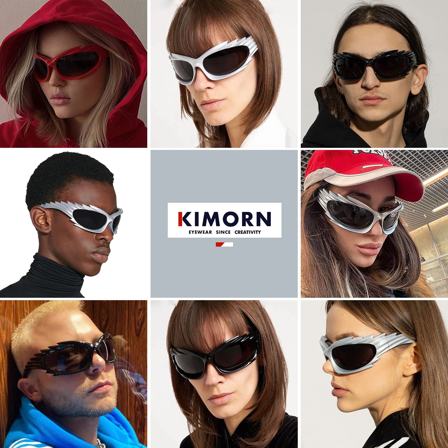 kimorn Wrap Around Sunglasses Womens men Swift Oval Trendy Futuristic Sport Shades Y2K Sun Glasses K1422 (Black Frame Black Lens)