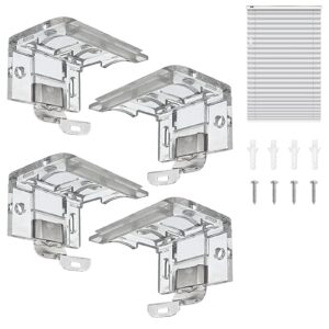 homfanseec 4pcs cordless shade bracket, mounting bracket with metal clip, mini mounting bracket clips for 1" (25mm) pleated shades cordless blinds headrail & cordless honeycomb cellular(as shown)