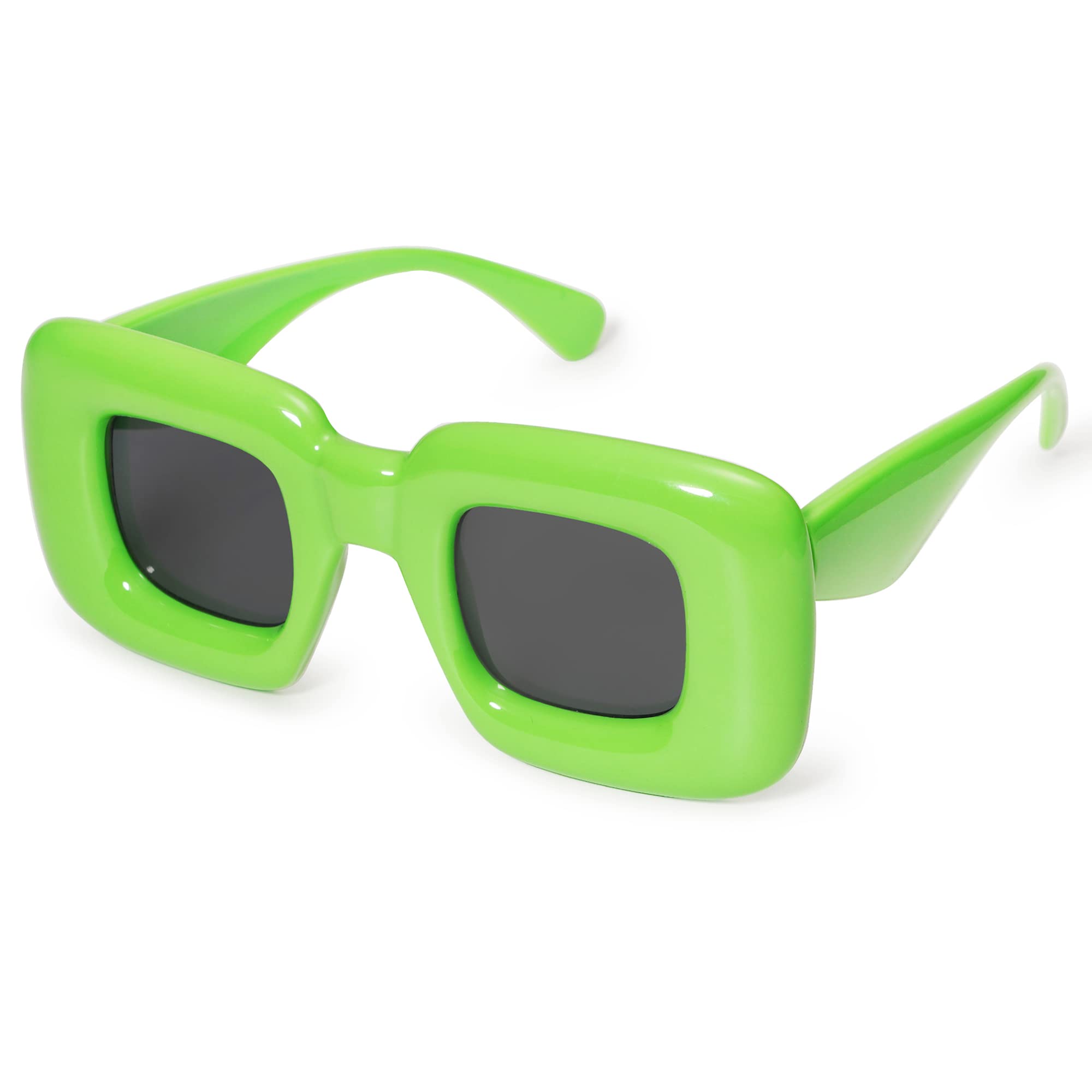 VANLINKER Cute Square Inflated Sunglasses for Women Men Trendy Chunky Glasses Retro Thick Frame Funny Mask Shades VL9733 Light Green