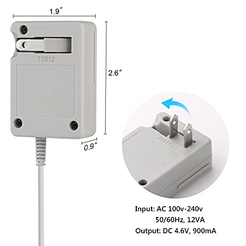 3DS Charger, Power Adapter Replacement for Nintendo 3DS/ DSi/DSi XL/ 2DS/ 2DS XL/New 3DS XL 100-240V Wall Plug AC Adapter for 2DS 3DS Console