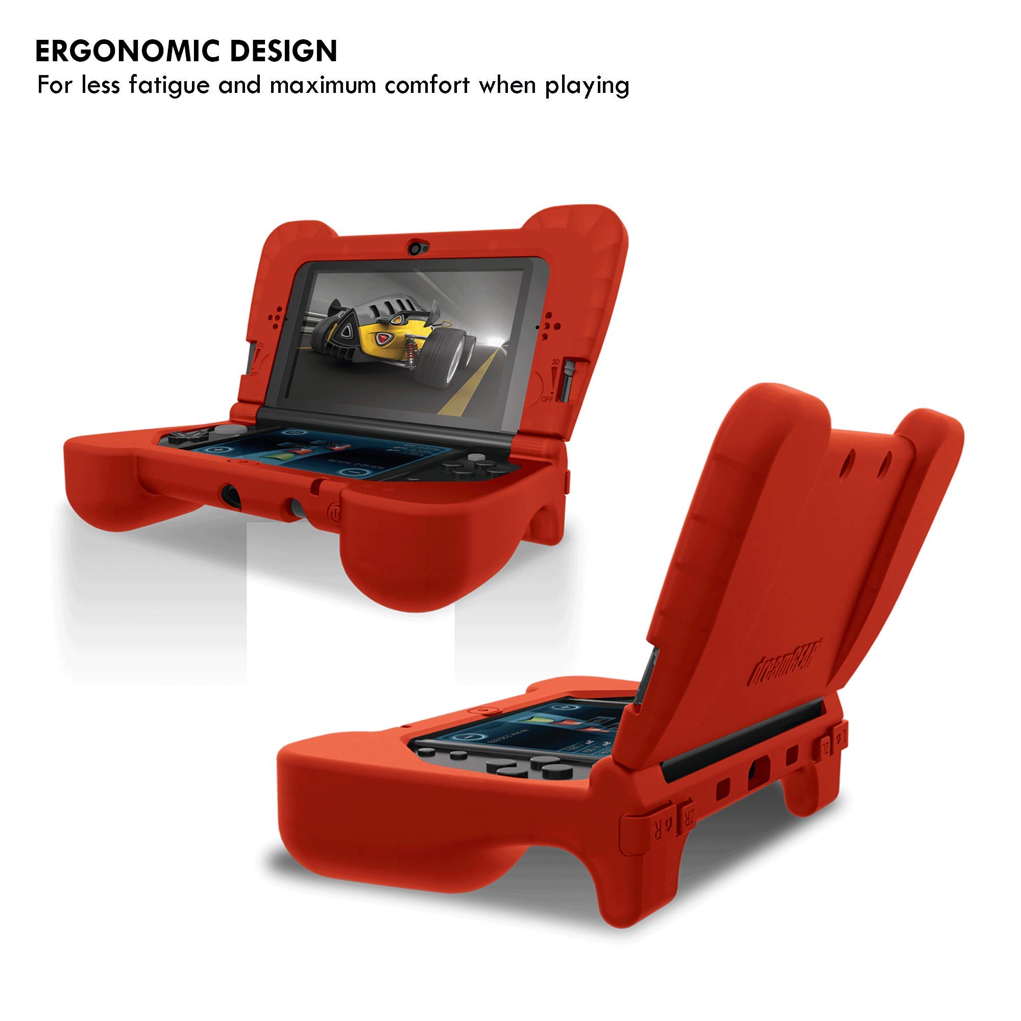 dreamGEAR DG3DSXL-2275 Power Play Kit Accessories: Compatible with Nintendo NEW 3DS XL, 3-In-1 Bundle, Soft Comfort Grip Case, Charging Cable, AC Adapter, Red