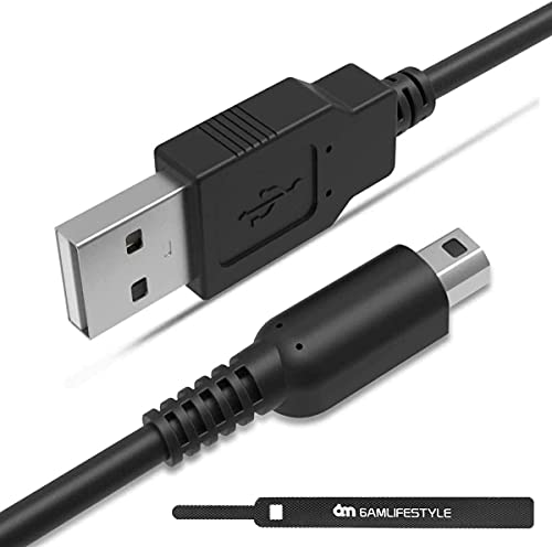 6amLifestyle [2 Pack 4FT 3DS 2DS DSi Charger Cable Power USB Charging Cord Compatible with Nintendo New 3DS XL/New 3DS/ 3DS XL/ 3DS/ New 2DS XL/New 2DS/ 2DS XL/ 2DS/ DSi/DSi XL, Black