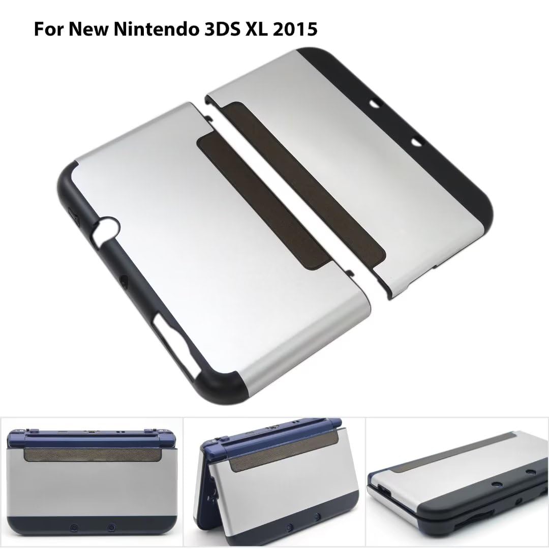 Silver Aluminum + Plastic Protector Case Cover Protective Hard Shell Skin for Nintendo New 3DS XL LL (2015 Model) ONLY