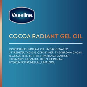 Vaseline Intensive Care Cocoa Radiant For Glowing Skin 3 Count Body Gel Oil Body Oil Made with 100% Pure Cocoa Butter + Replenishing Oils 6.8oz