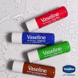 Vaseline Lip Therapy Variety 4-Pack – Cocoa Butter + Aloe Vera Moisturizing Lip Balm with Vitamin E, 0.16 Oz Ea